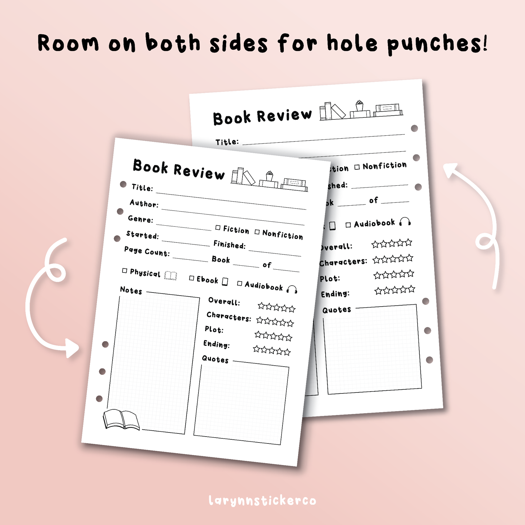 DIGITAL Book Review Template Printable – LaRynn Sticker Co.