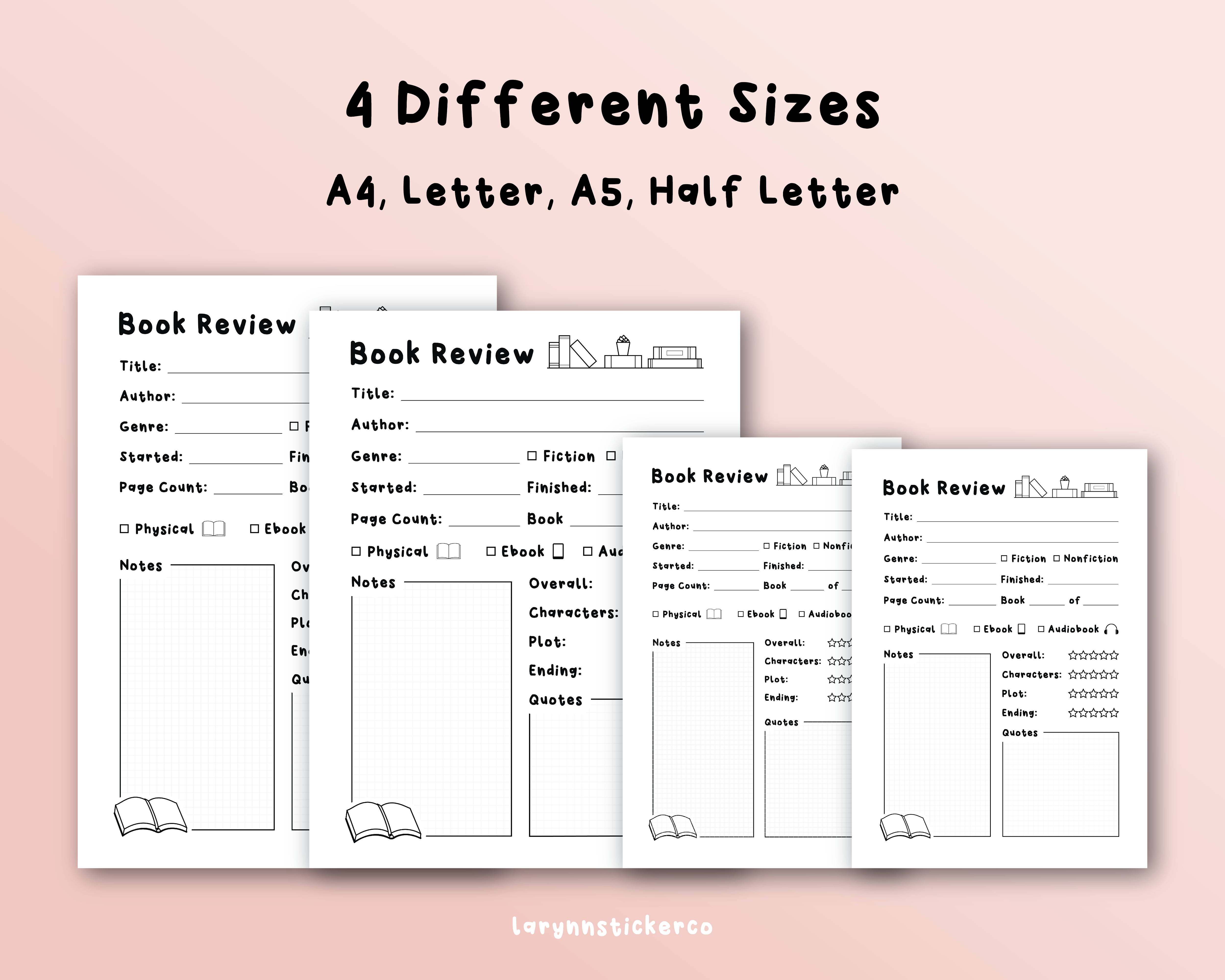 DIGITAL Book Review Template Printable – LaRynn Sticker Co.