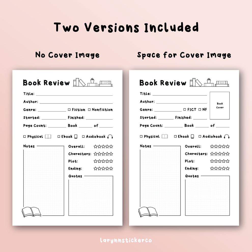 DIGITAL Book Review Template Printable – LaRynn Sticker Co.